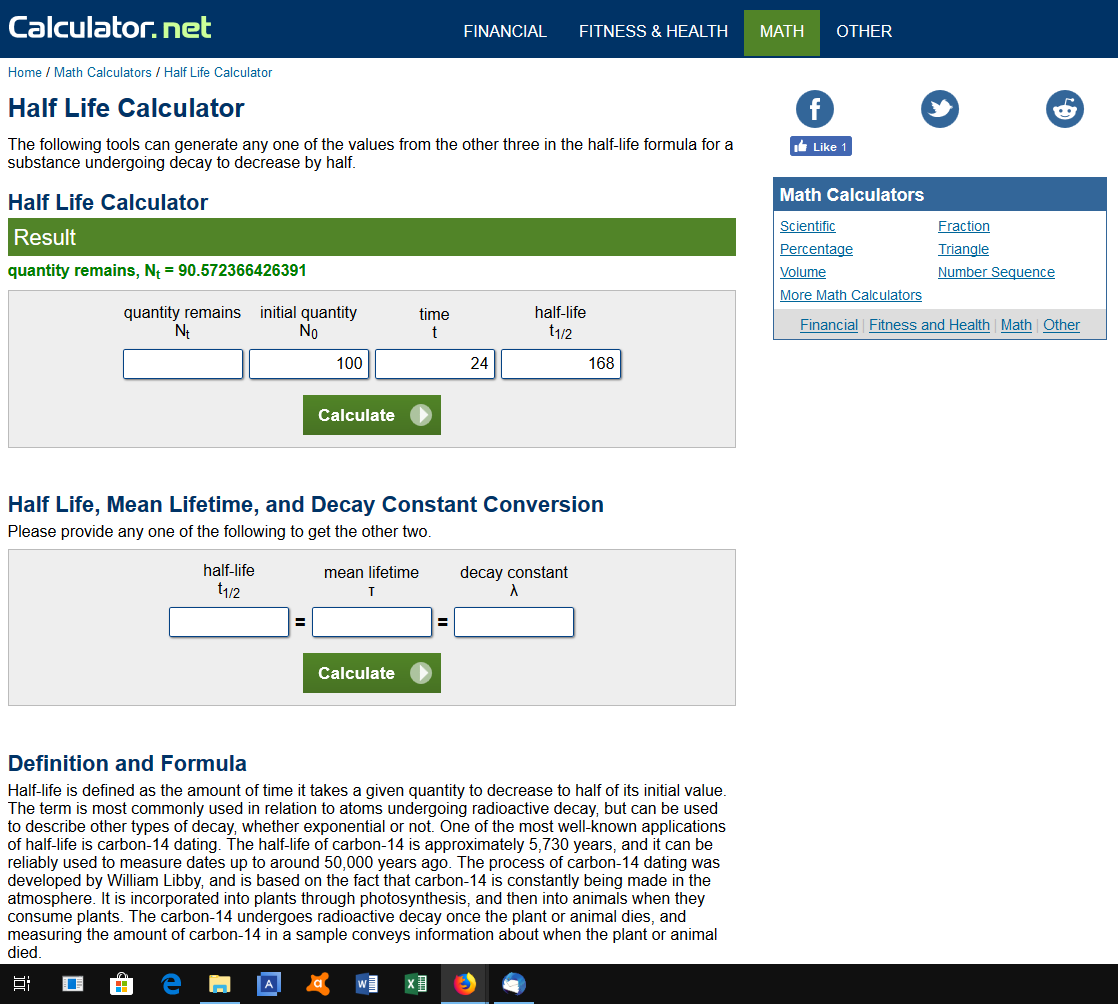 Half-life Calculator – IBS, Fibromyalgia, CFS/ME – The Role of ...